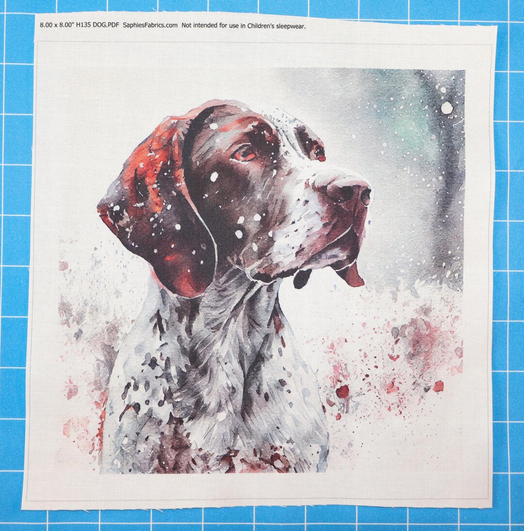 Shorthaired Pointer 100% Cotton Fabric Panel Block | Small Sewing ...