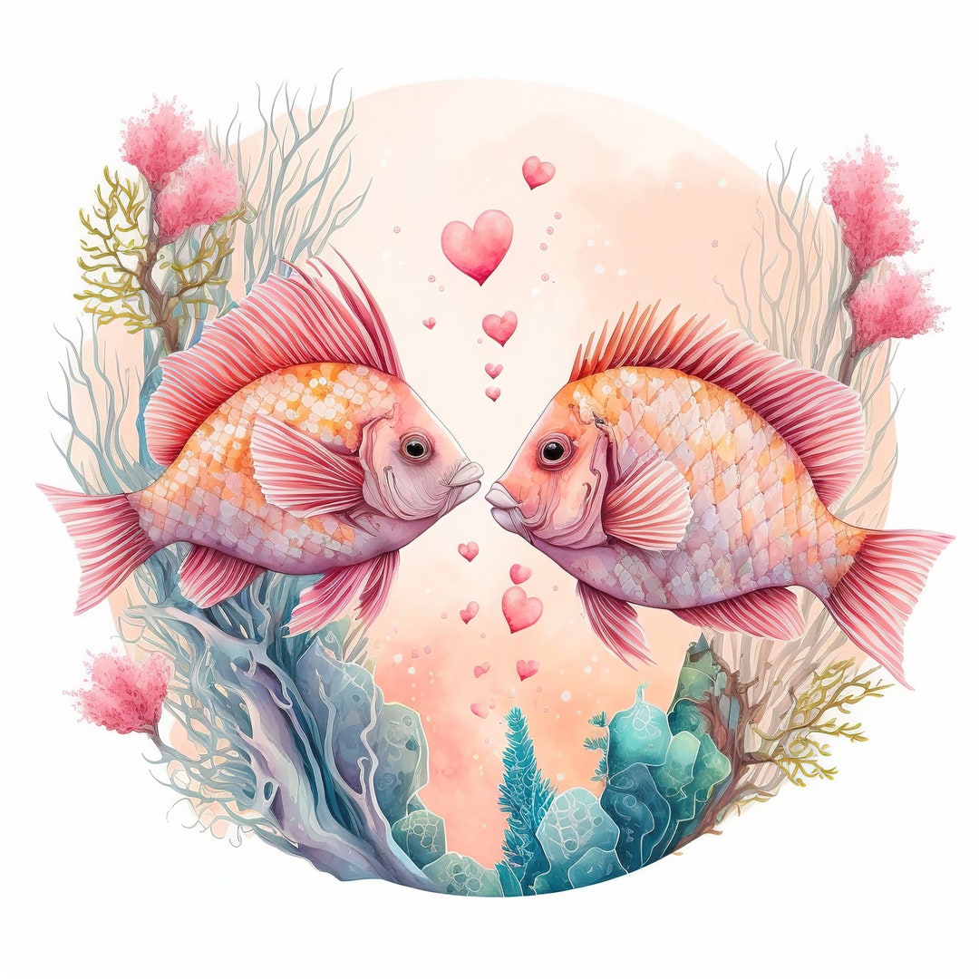 Fish in Love 100% Cotton Fabric Panel Square Quilting Sewing - Etsy