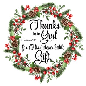 2 Corinthians 9:15 Scripture 100% Cotton Fabric Panel Block | Small ...