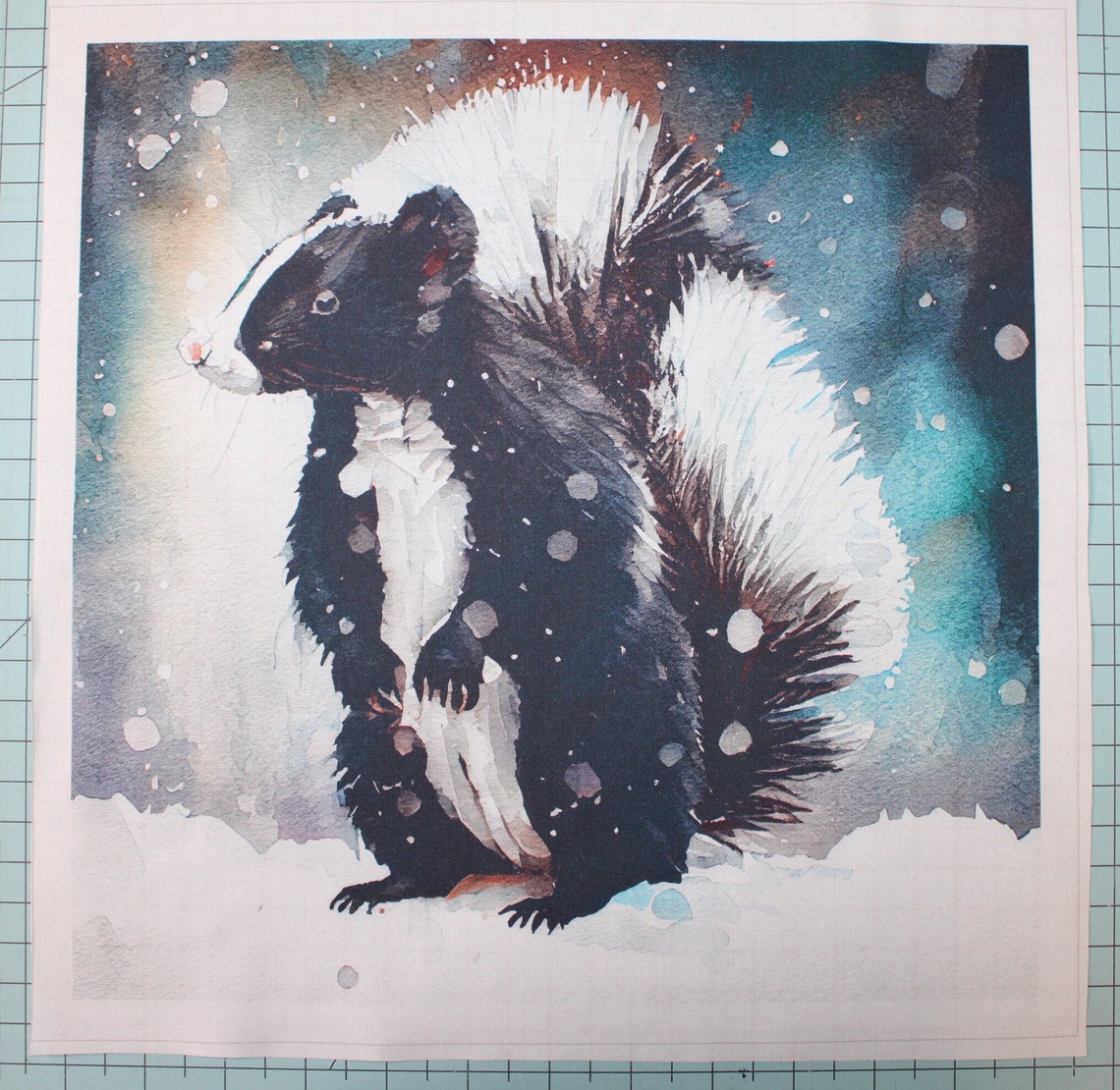 Winter Skunk 100% Cotton Fabric Panel Block Quilt Square E24 - Etsy