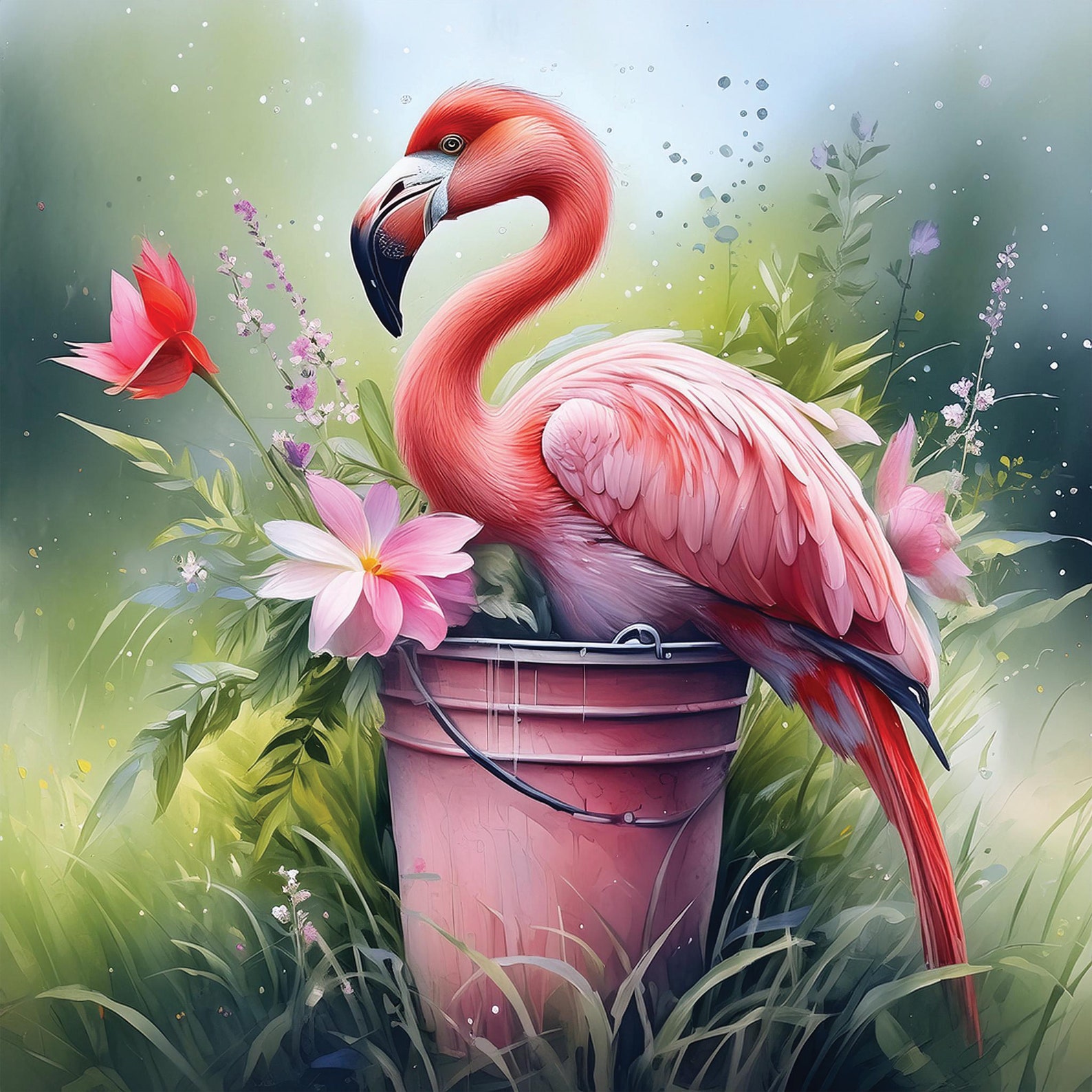 Floral Flamingo 100% Cotton Fabric Panel Block | Small Sewing Quilting ...