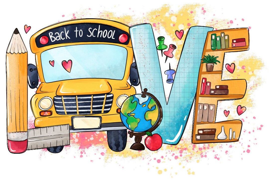 School Bus Love 100% Cotton Small Fabric Panel Square - Etsy