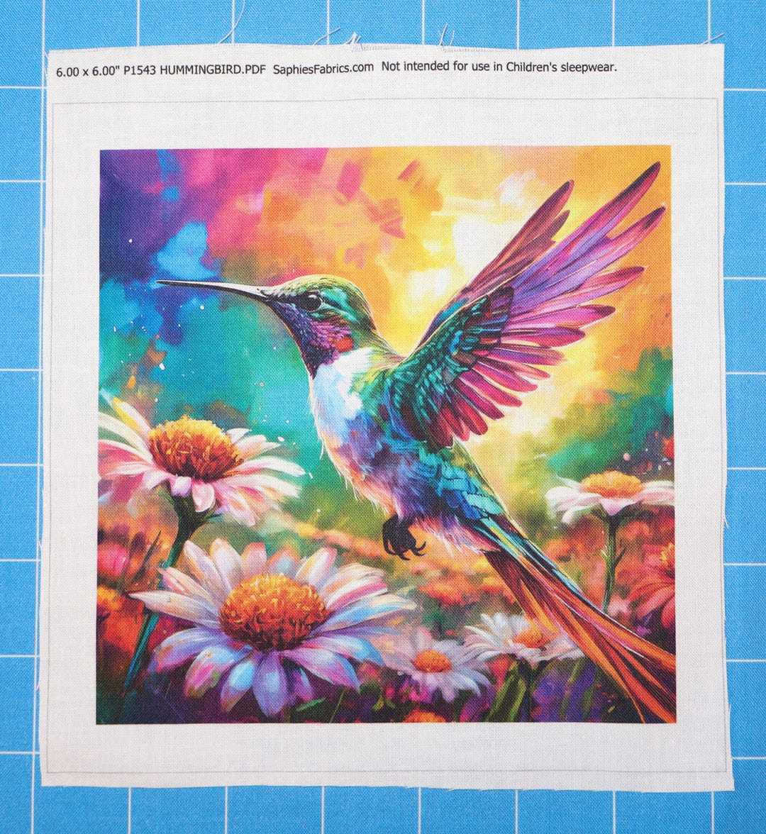 Hummingbird 100% Cotton Fabric Panel Block | Small Sewing Quilting ...