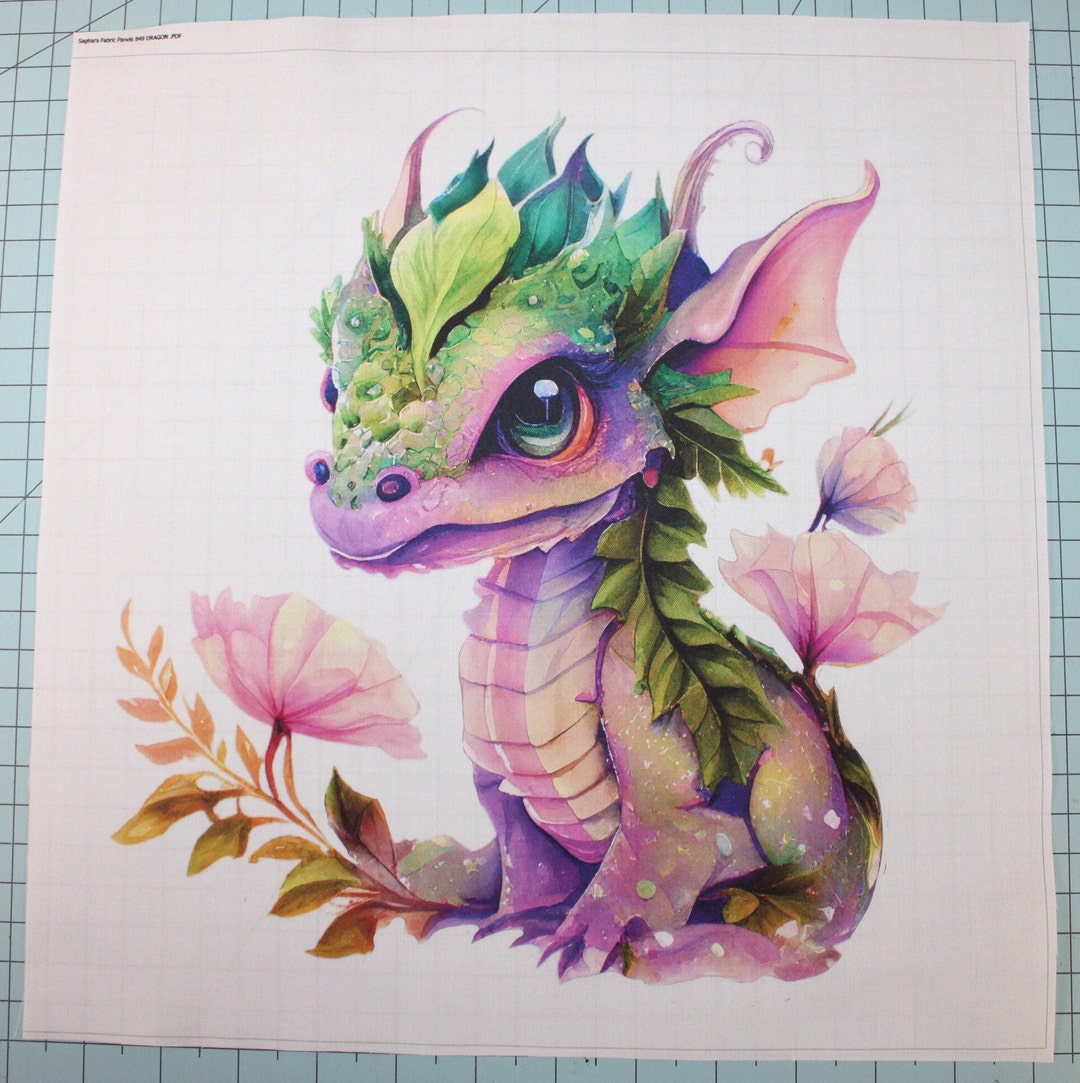 Dragon 100% Cotton Fabric Panel Block Small Sewing Quilting Square B49 ...