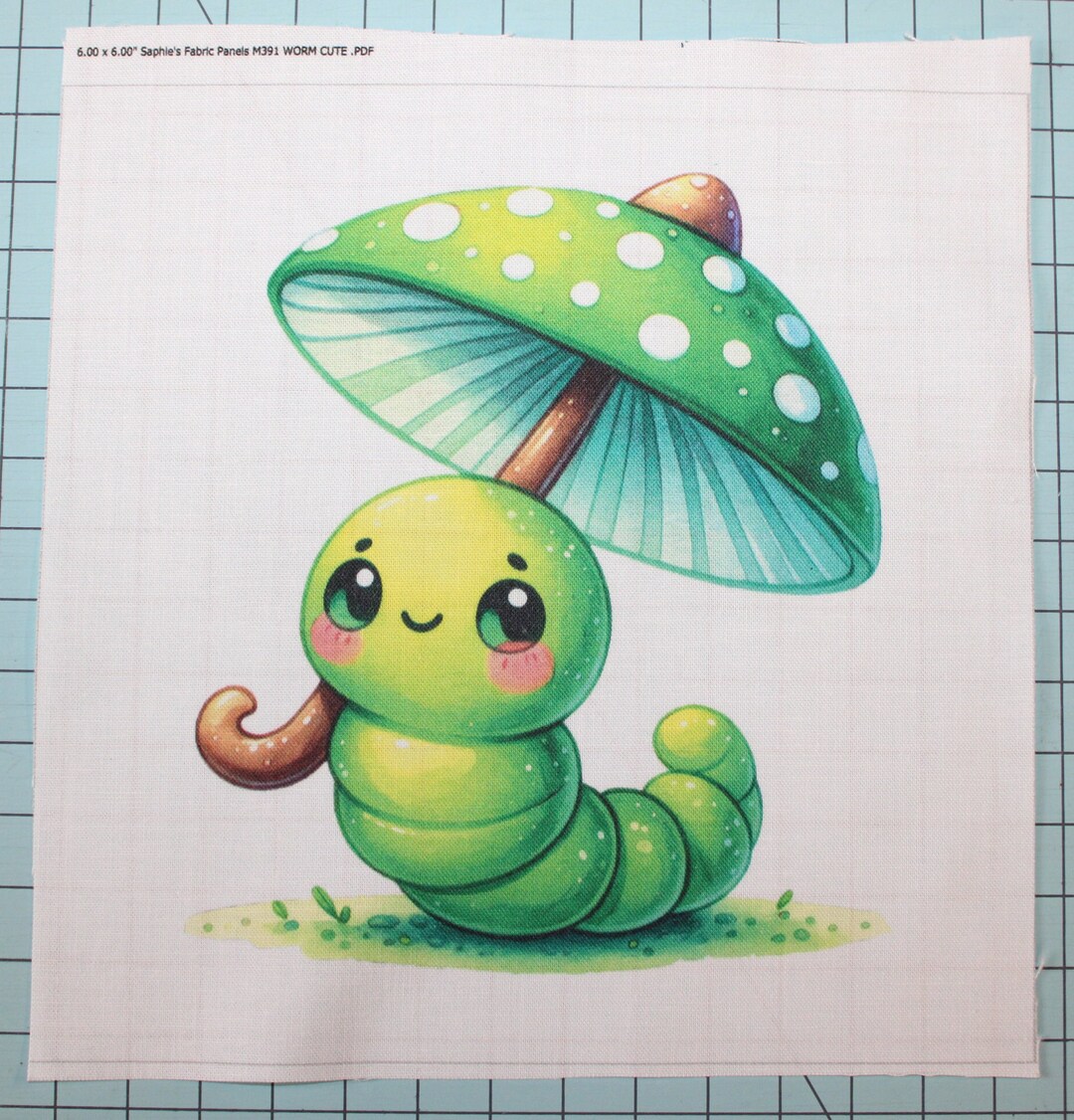 Worm 100% Cotton Fabric Panel Block | Small Sewing Quilting Square M391 ...