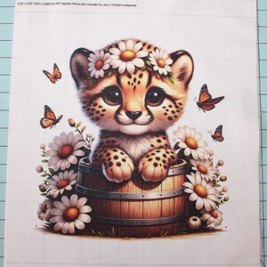 Cheetah & Butterflies 100% Cotton Fabric Panel Square Small Sewing ...