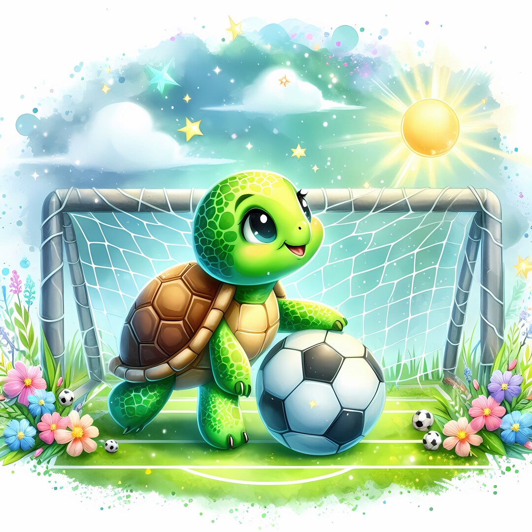 Soccer Turtle 100% Cotton Fabric Panel Square Small Quilting Sewing ...