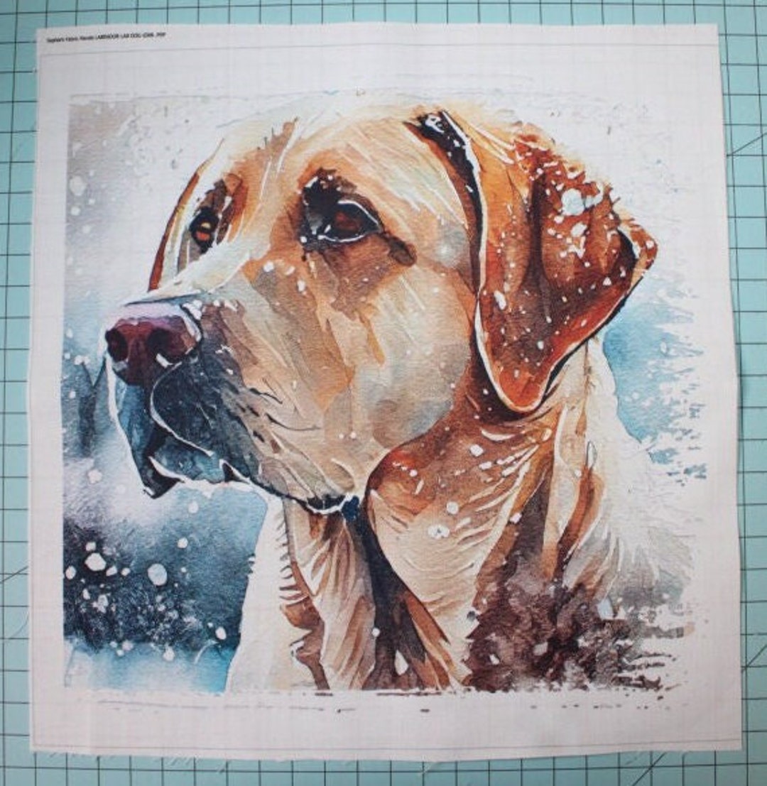 Labrador Dog 100% Cotton Fabric Panel Square Small Quilting Sewing ...