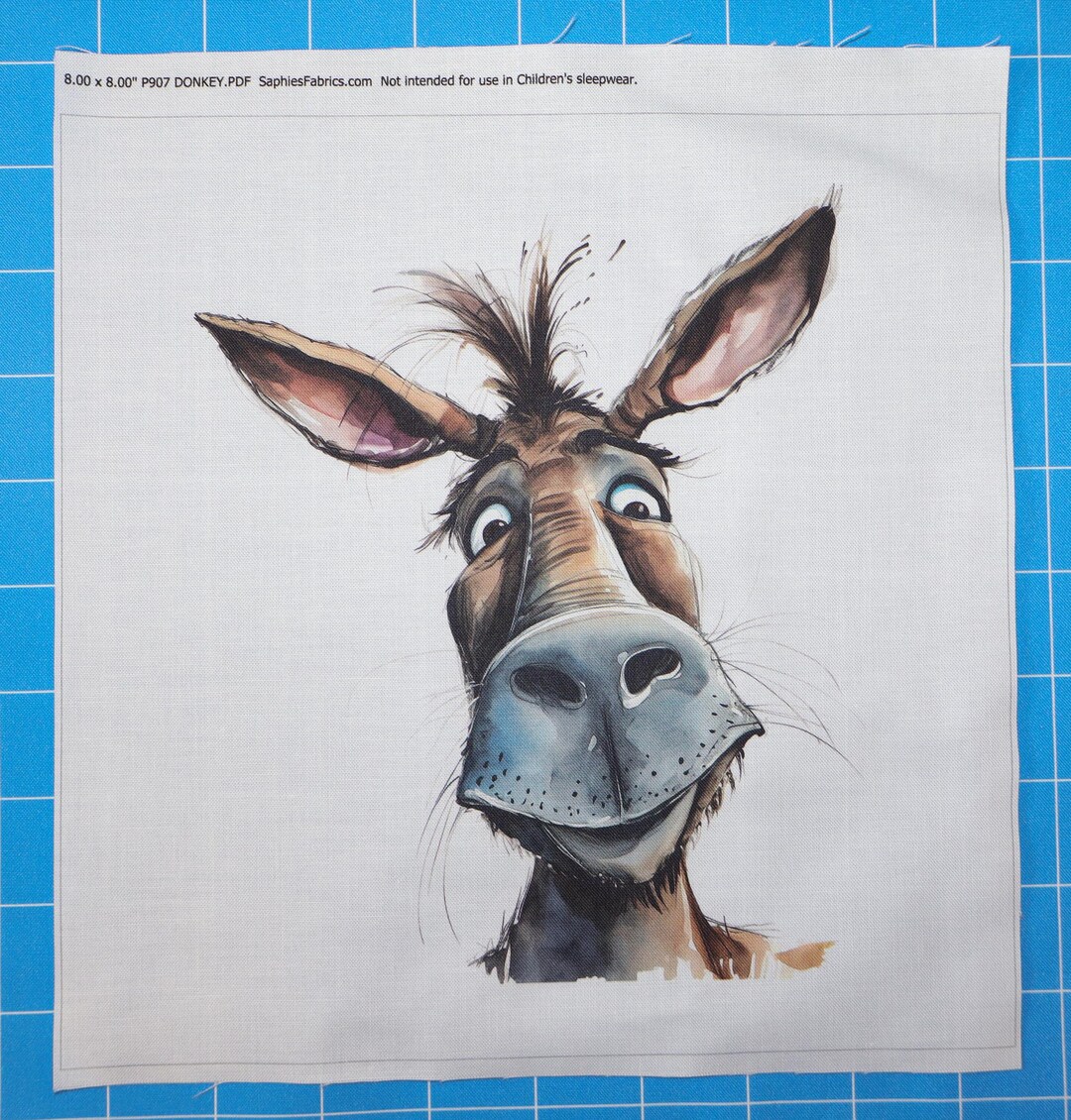 Donkey 100% Cotton Fabric Panel Block | Small Sewing Quilting Square ...