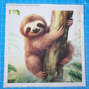 Sloth 100% Cotton Fabric Panel Block | Small Quilting Sewing Square ...