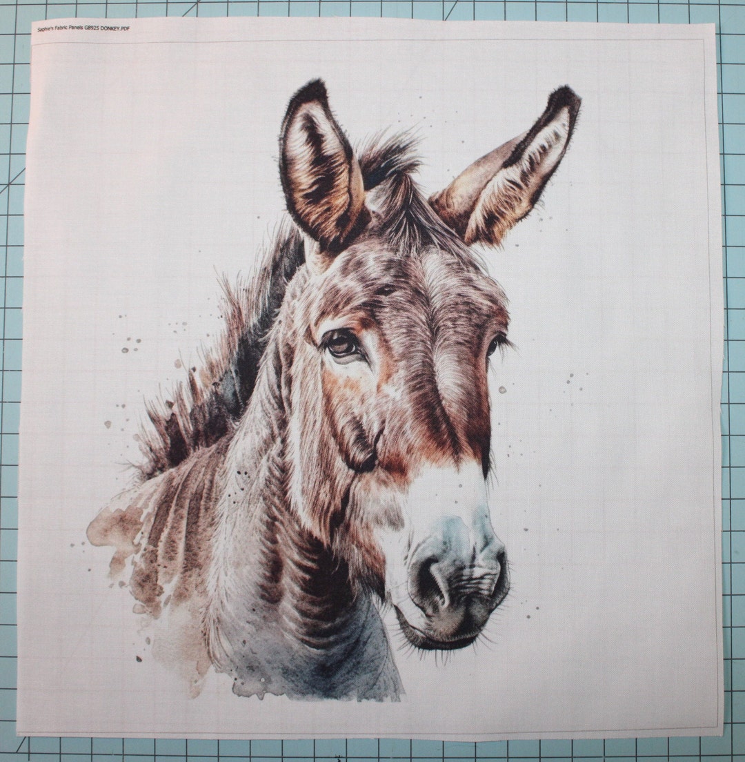 Donkey 100% Cotton Fabric Panel Square Small Quilting Sewing Block ...