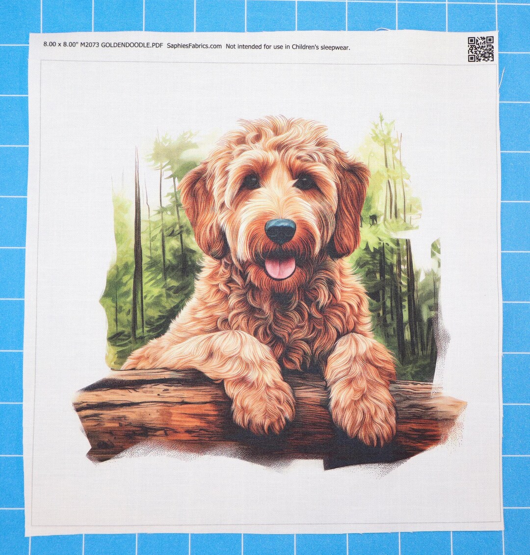 Goldendoodle Dog 100% Cotton Fabric Panel Block | Small Sewing Quilting ...