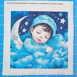 Sleepy Baby 100% Cotton Fabric Panel Block | Small Sewing Quilting ...