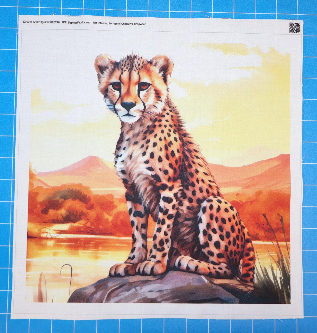 Cheetah 100% Cotton Fabric Panel Block | Small Quilting Sewing Square ...