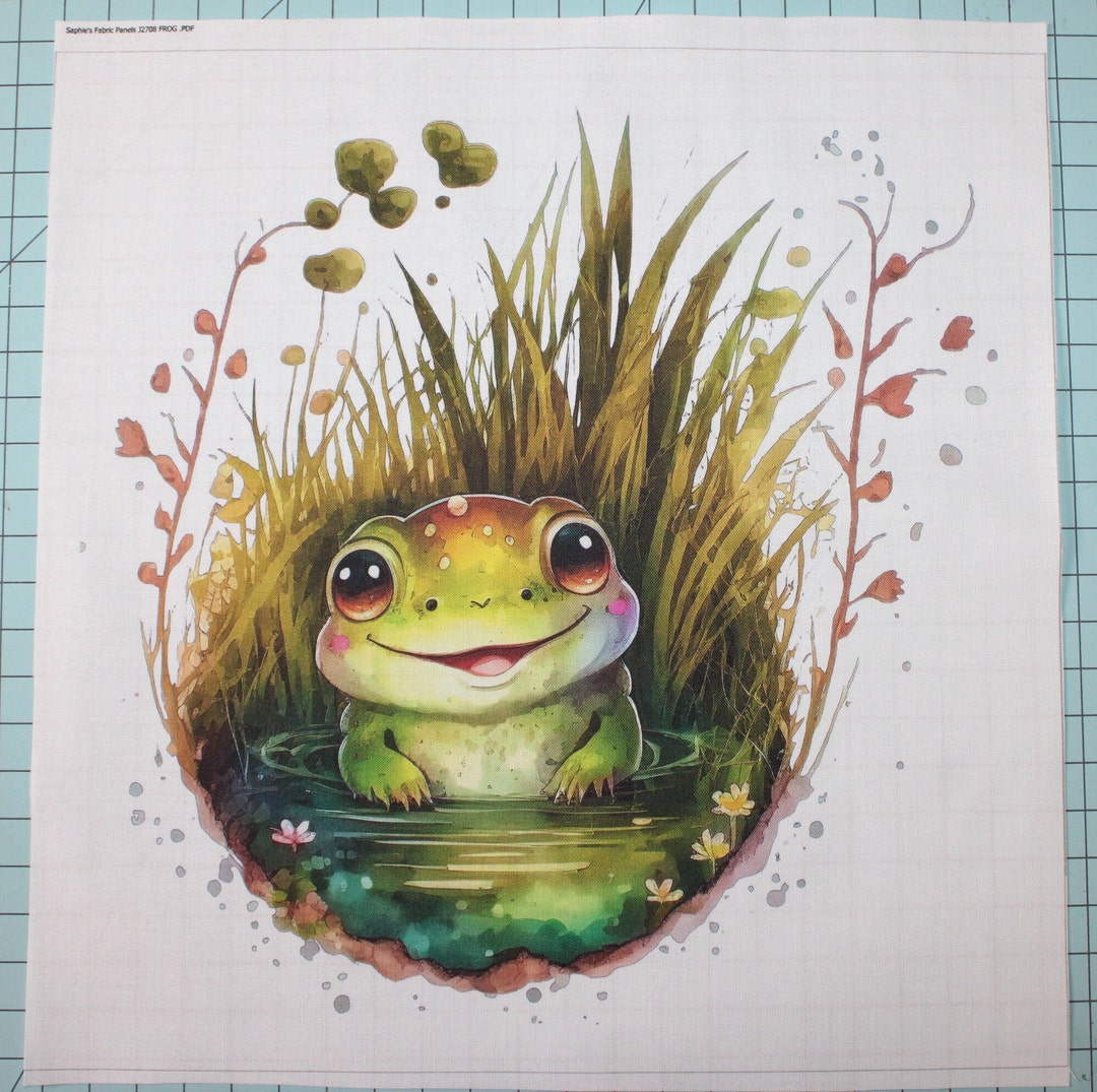 Frog 100% Cotton Fabric Panel Square Small Quilting Sewing Block J2708 ...