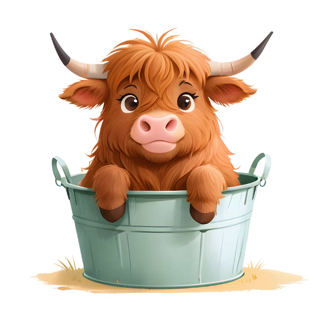 Cow in Bucket 100% Cotton Fabric Panel Square Small Sewing Quilting ...