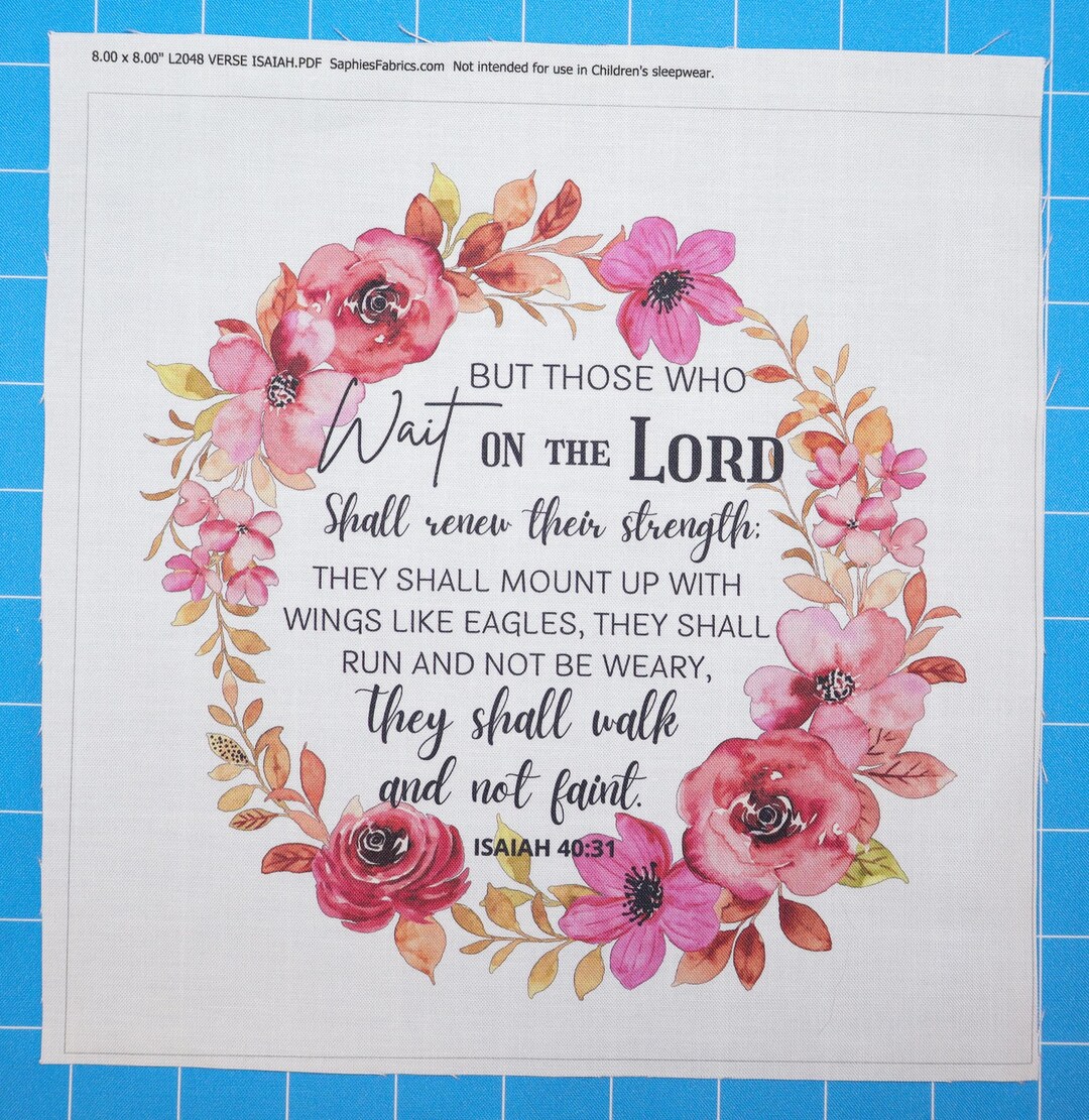 Isaiah 40:31 Bible Verse 100% Cotton Fabric Panel Block | Small Sewing ...