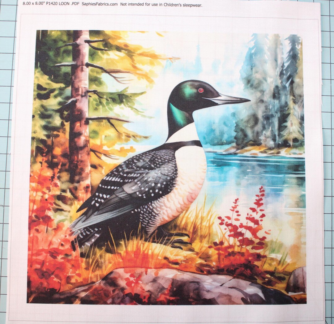 Loon 100% Cotton Fabric Panel Block | Small Sewing Quilting Square ...