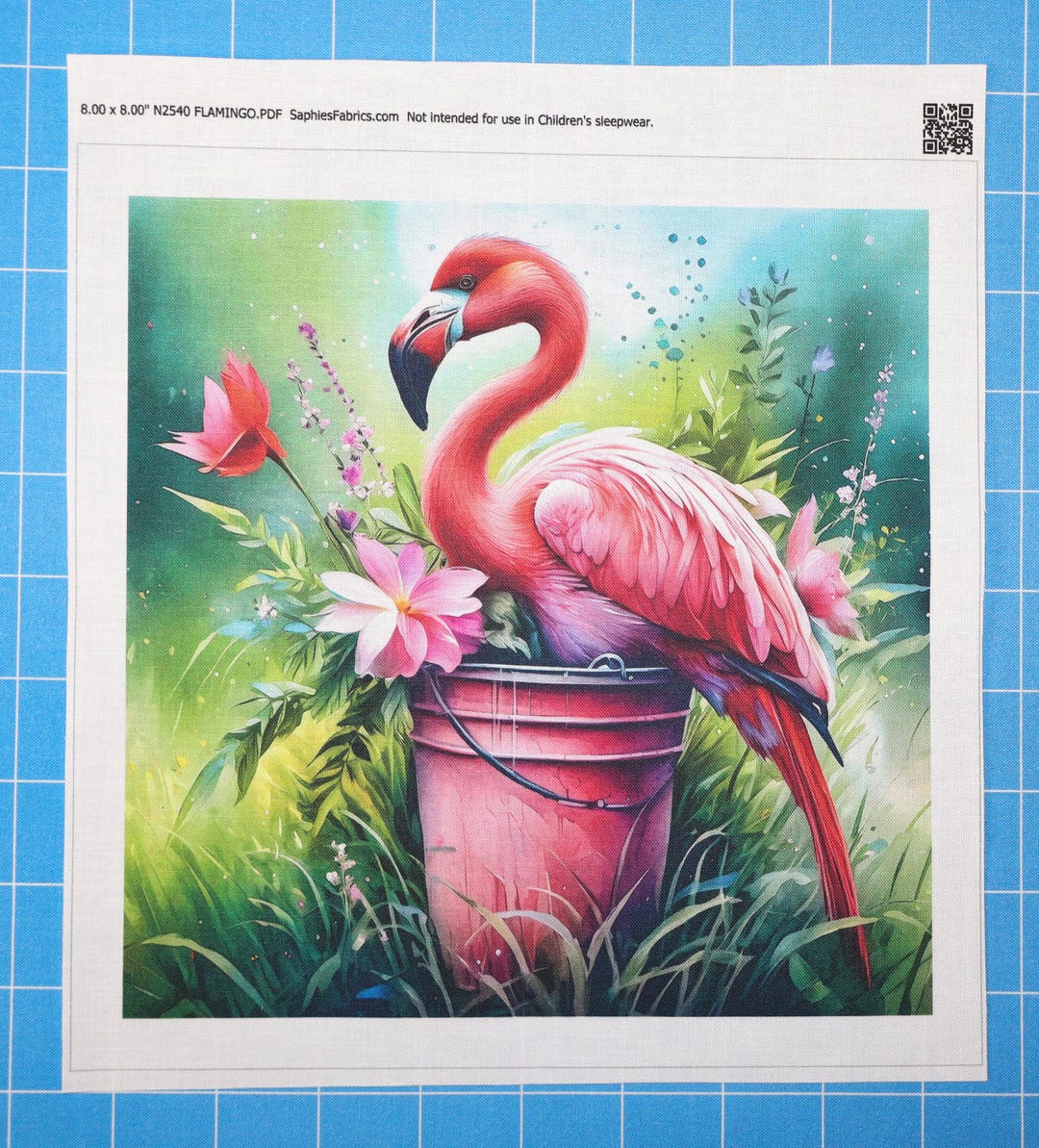 Floral Flamingo 100% Cotton Fabric Panel Block | Small Sewing Quilting ...