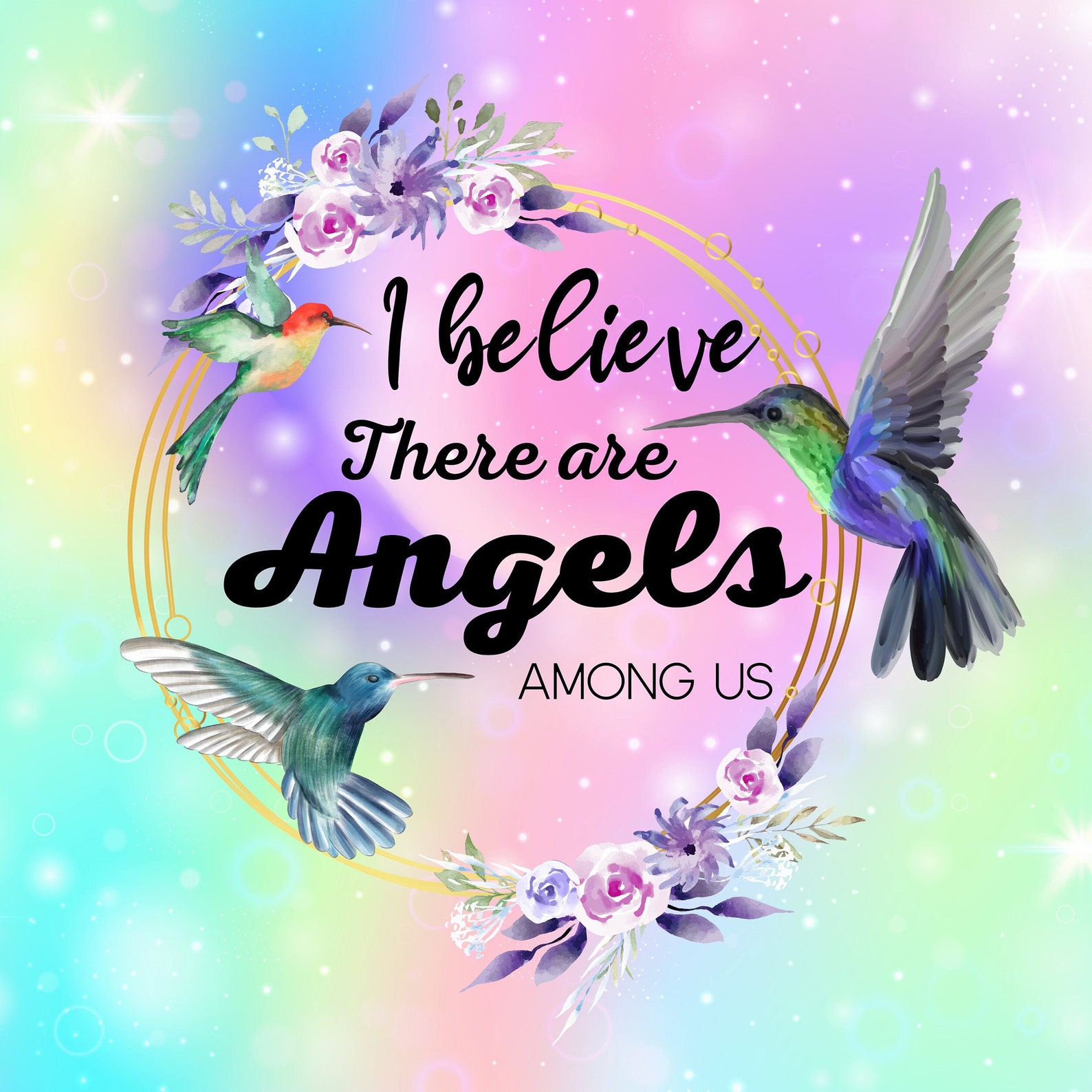 I Believe Angels Are Among Us Hummingbirds 100% Cotton Small - Etsy