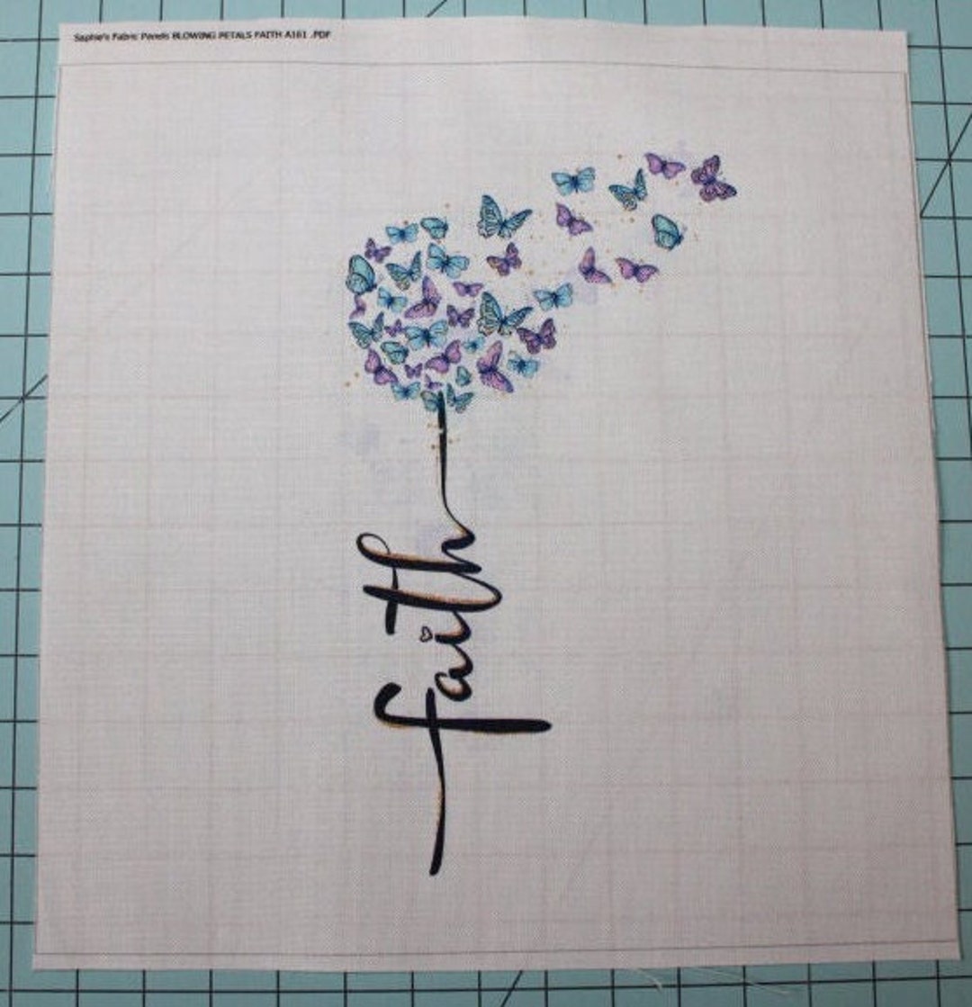 Faith Butterflies 100% Cotton Fabric Panel Square Small Sewing Quilting ...