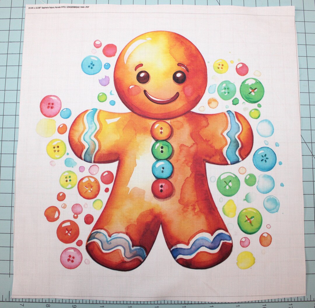 Gingerbread Man 100% Cotton Fabric Panel Square Small Quilting Sewing ...