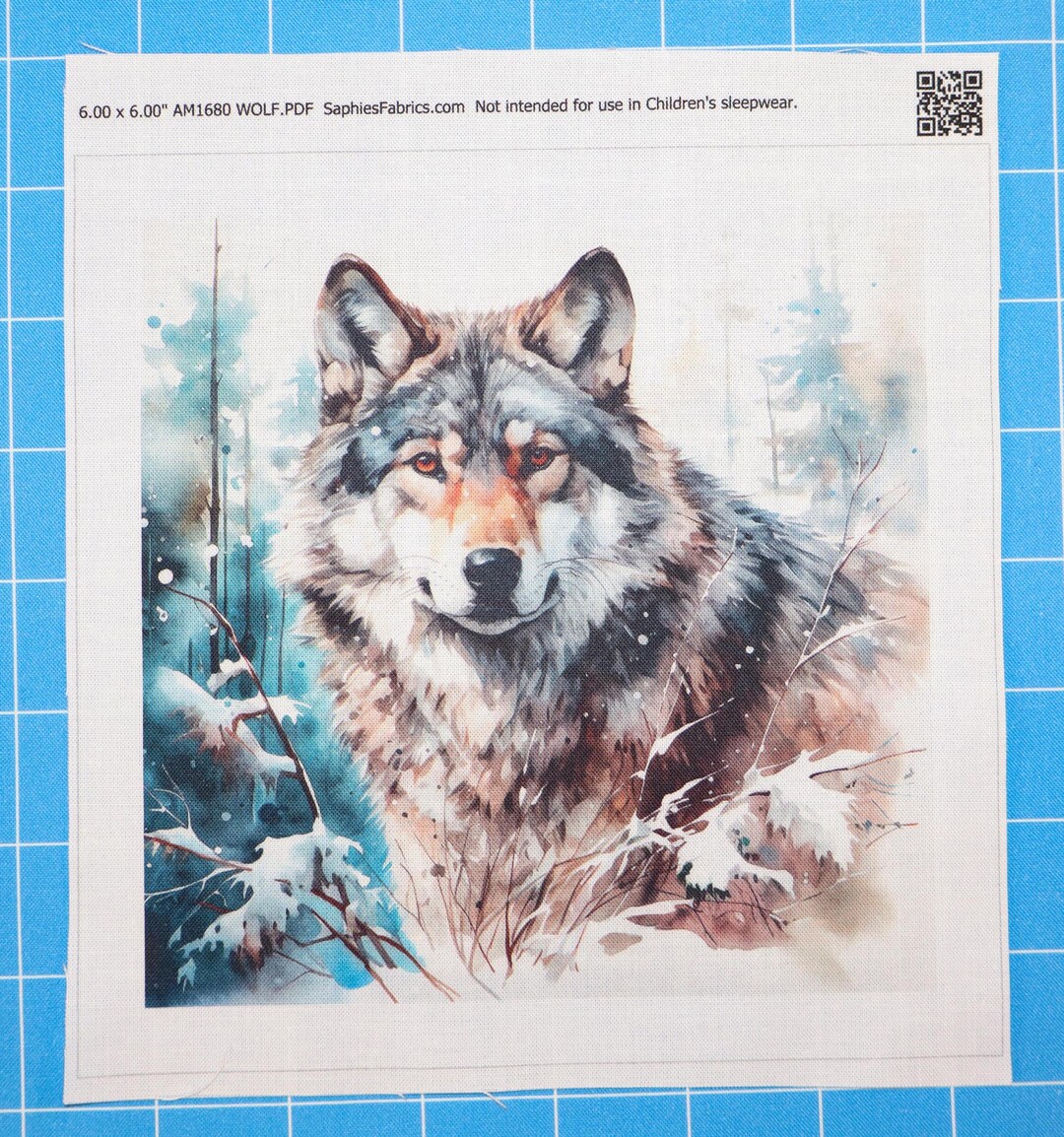 Winter Wolf 100% Cotton Fabric Panel Block | Small Sewing Quilting ...