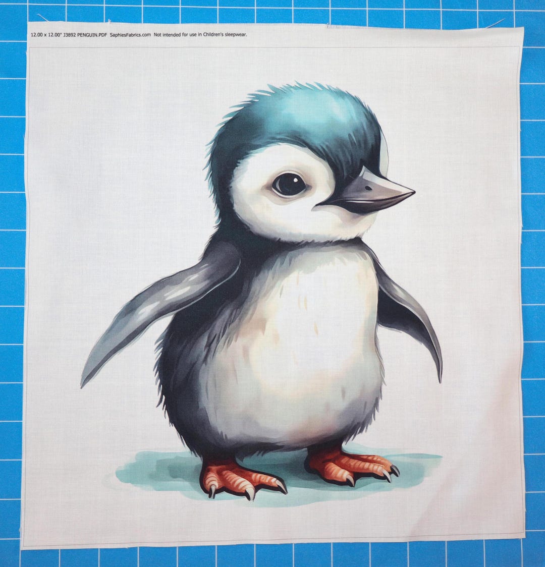 Penguin 100% Cotton Fabric Panel Block | Small Quilting Sewing Square ...