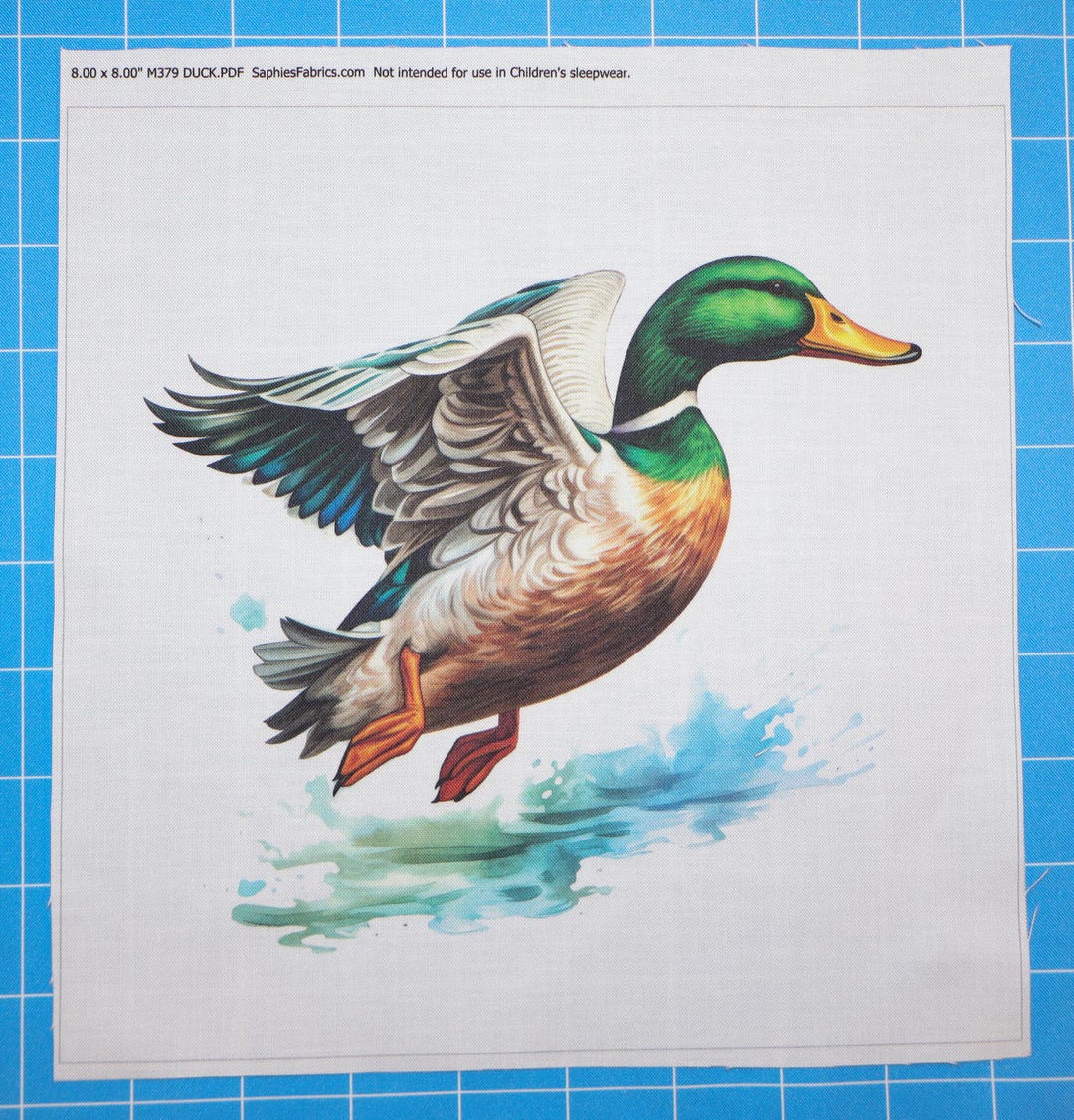 Mallard Duck 100% Cotton Fabric Panel Block | Small Quilting Sewing ...