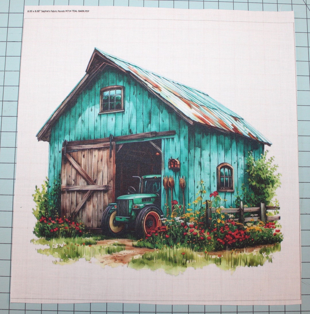 Barn 100% Cotton Fabric Panel Block Small Sewing Quilting Square M714 ...