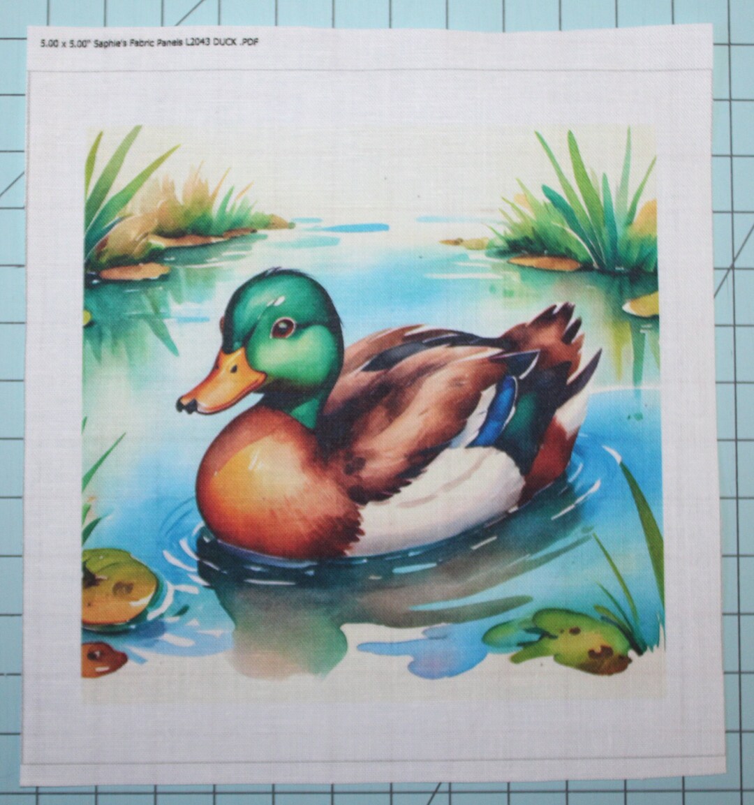 Duck 100% Cotton Fabric Panel Square Small Sewing Quilting Block L2043 ...