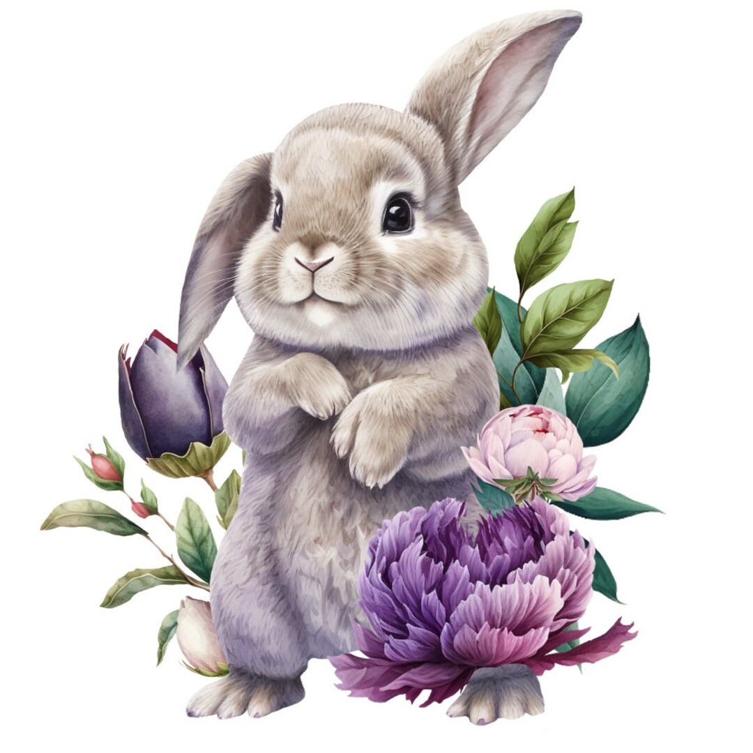 Bunny Floral 100% Cotton Small Fabric Panel Square Quilting - Etsy