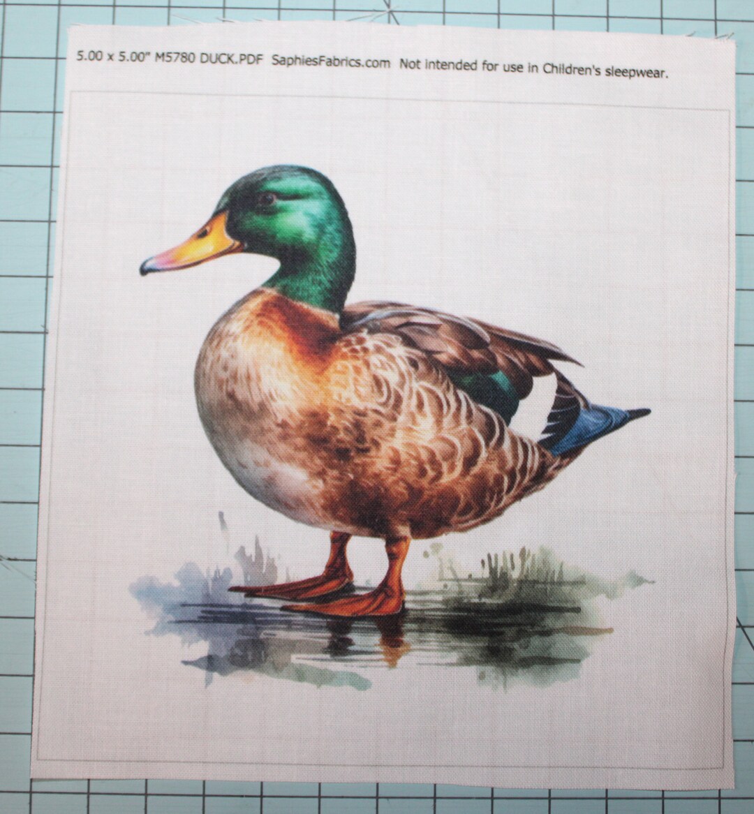 Mallard Duck 100% Cotton Fabric Panel Square Small Sewing Quilting ...