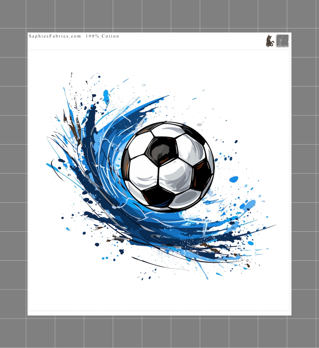 Soccer Ball 100% Cotton Fabric Panel Block | Small Quilting Sewing ...