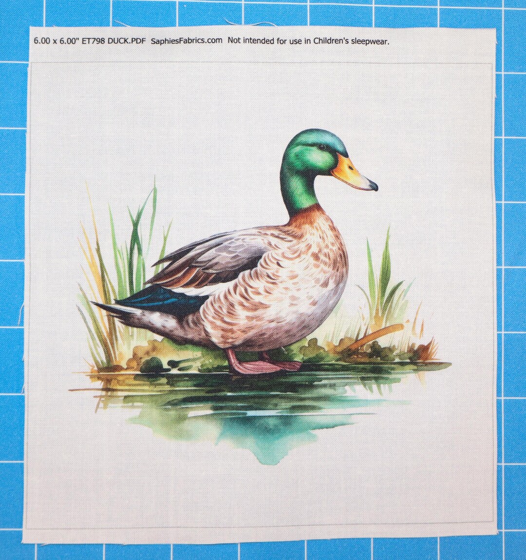 Mallard Duck 100% Cotton Fabric Panel Block | Small Sewing Quilting ...