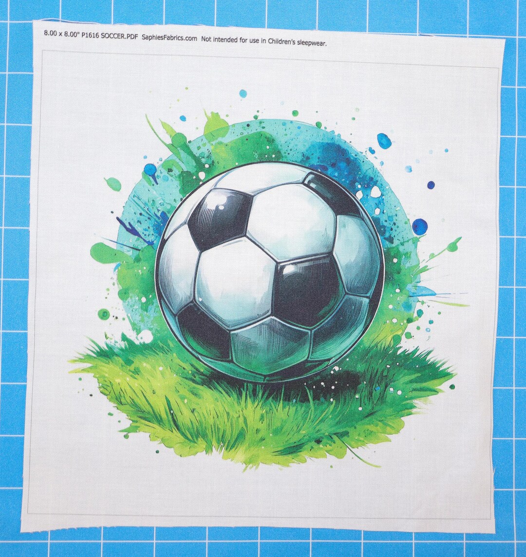 Soccer Ball 100% Cotton Fabric Panel Block | Small Quilting Sewing ...