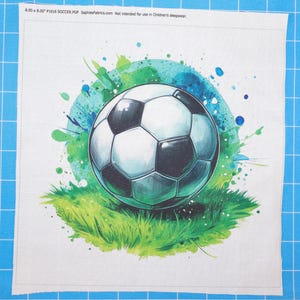 Soccer Ball 100% Cotton Fabric Panel Block | Small Quilting Sewing ...