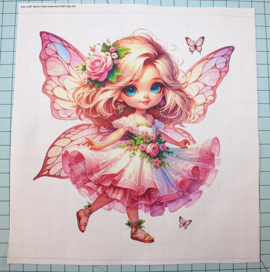 Fairy Girl 100% Cotton Fabric Panel Square Small Sewing Quilting Block ...