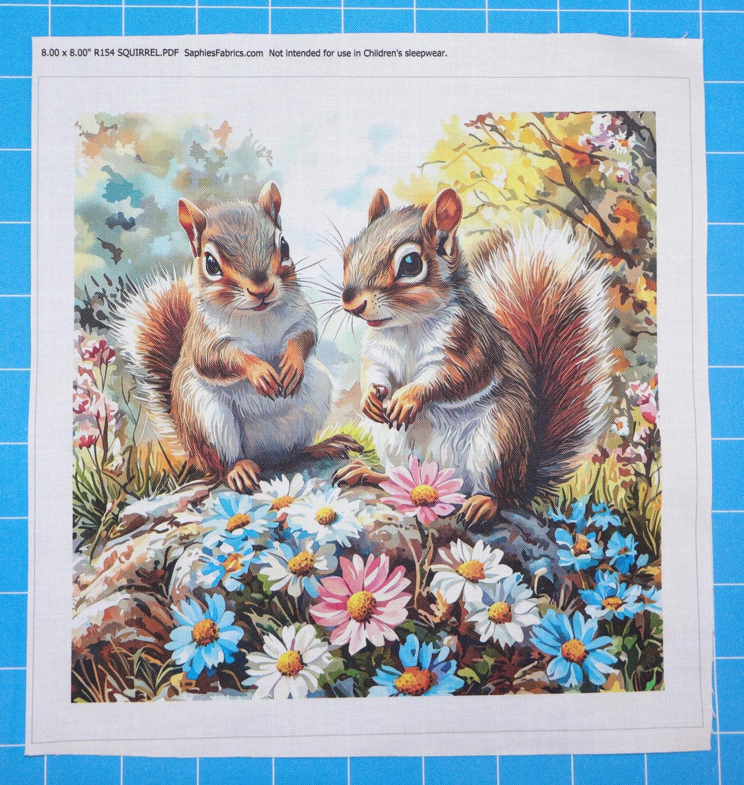 Squirrels 100% Cotton Fabric Panel Block | Small Sewing Quilting Square ...
