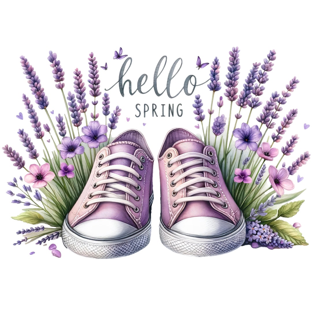 Floral Sneakers Hello Spring 100% Cotton Fabric Panel Square Small ...