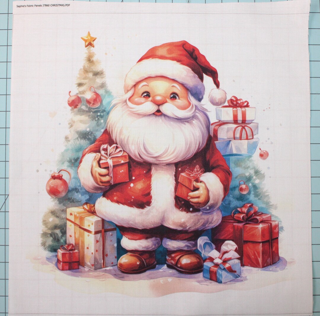 Christmas Santa 100% Cotton Fabric Panel Square Small Quilting Sewing ...
