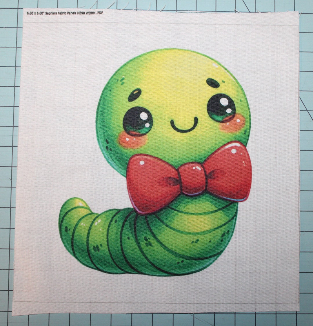 Worm 100% Cotton Fabric Panel Block Small Sewing Quilting Square M398 ...