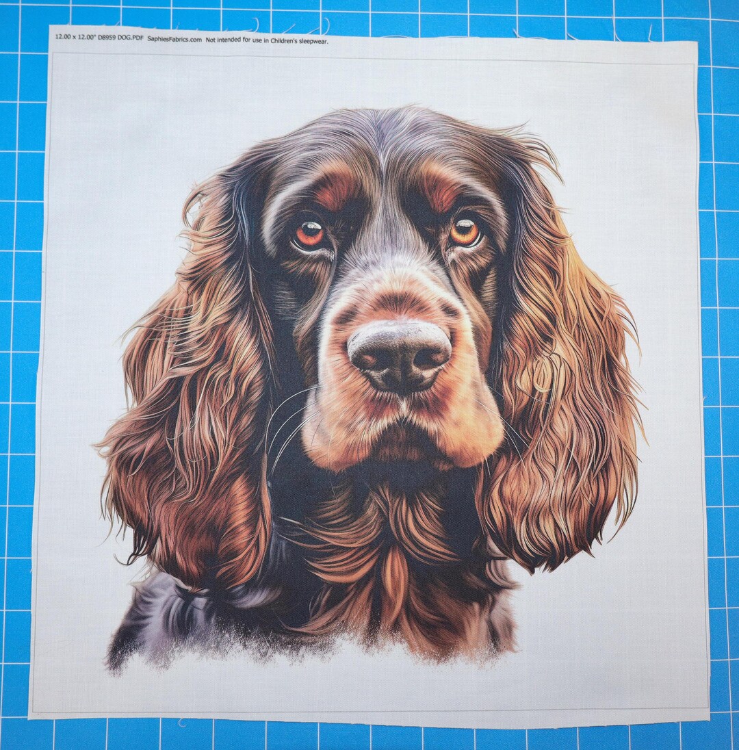 English Cocker Spaniel 100% Cotton Fabric Panel Block | Small Sewing ...