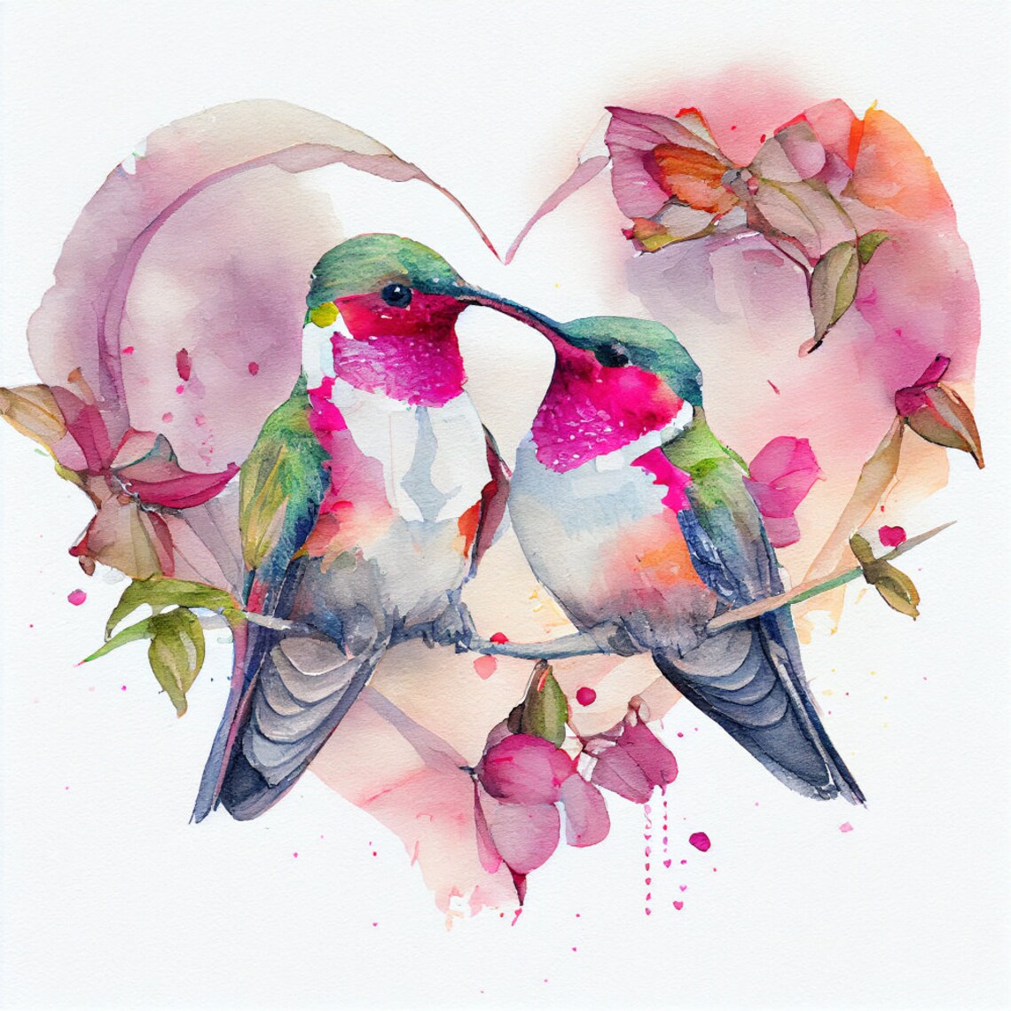 Hummingbirds Couple Floral 100% Cotton Small Fabric Panel - Etsy