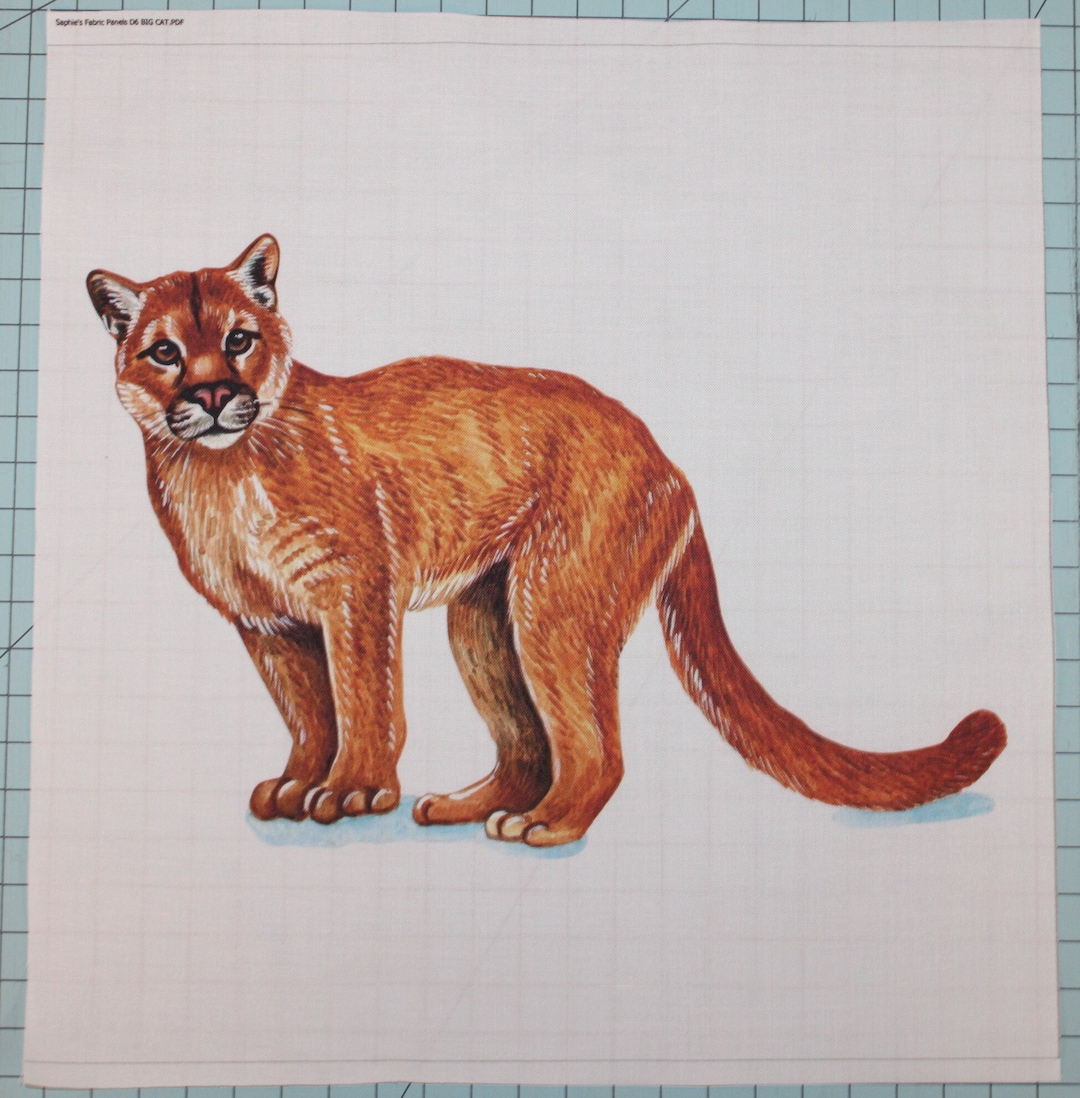 Mountain Lion 100% Cotton Fabric Panel Square Small Quilting Sewing ...