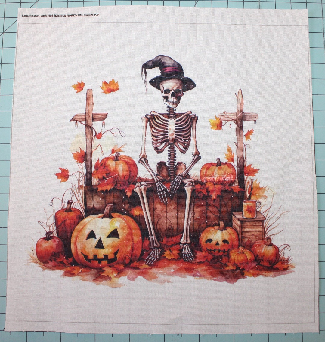 Skeleton Halloween 100% Cotton Fabric Panel Square Small - Etsy