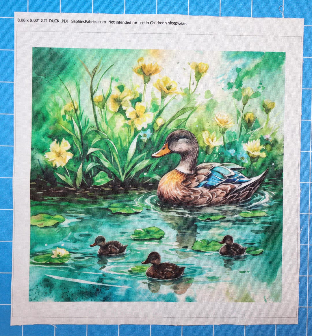 Duck Ducklings 100% Cotton Fabric Panel Block | Small Sewing Quilting ...
