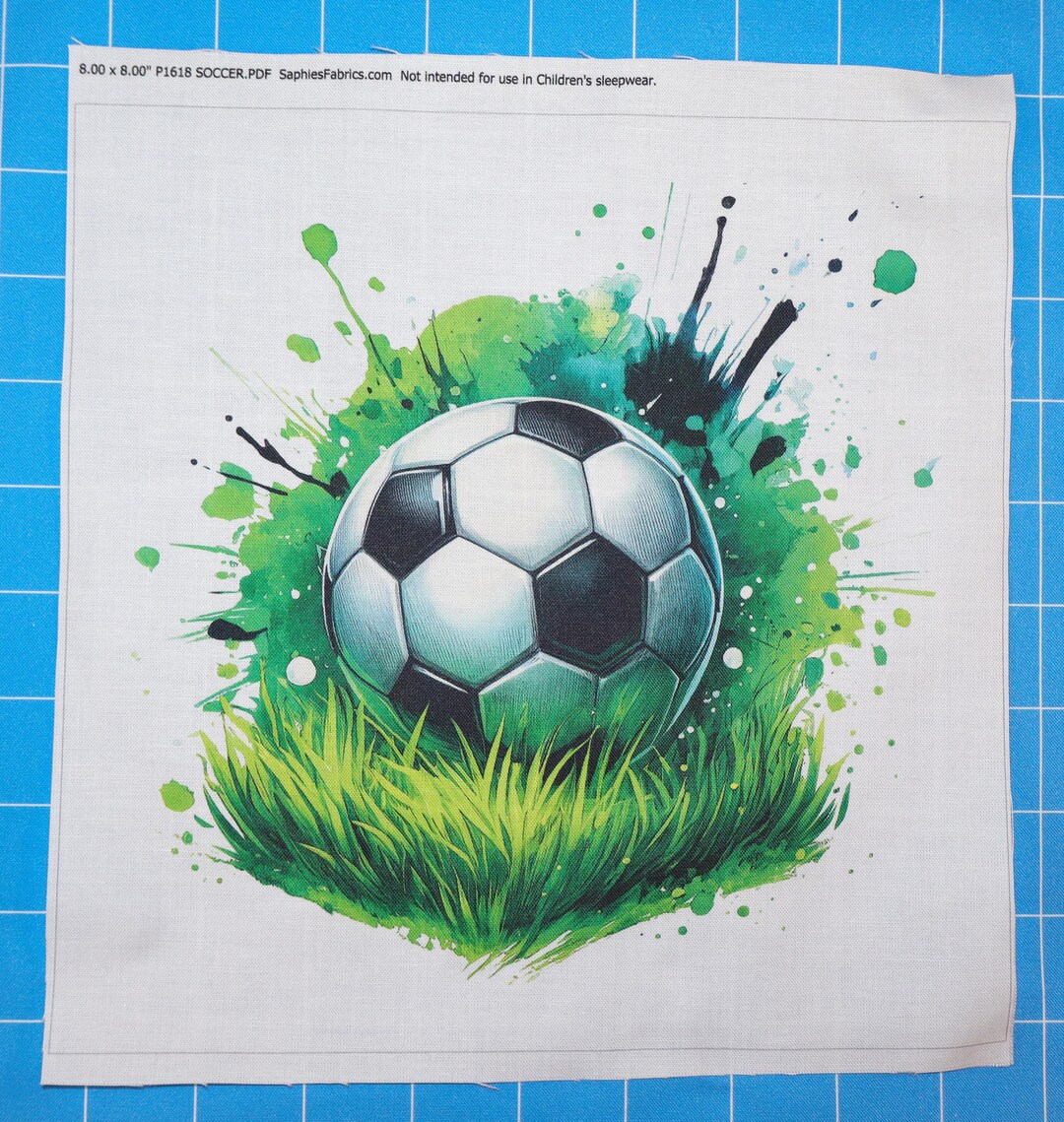Soccer Ball 100% Cotton Fabric Panel Block | Small Sewing Quilting ...