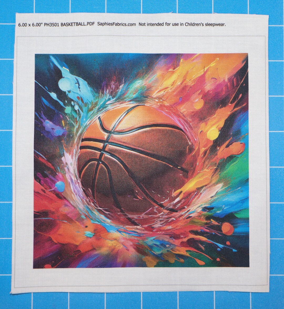 Basketball 100% Cotton Fabric Panel Block | Small Sewing Quilting ...