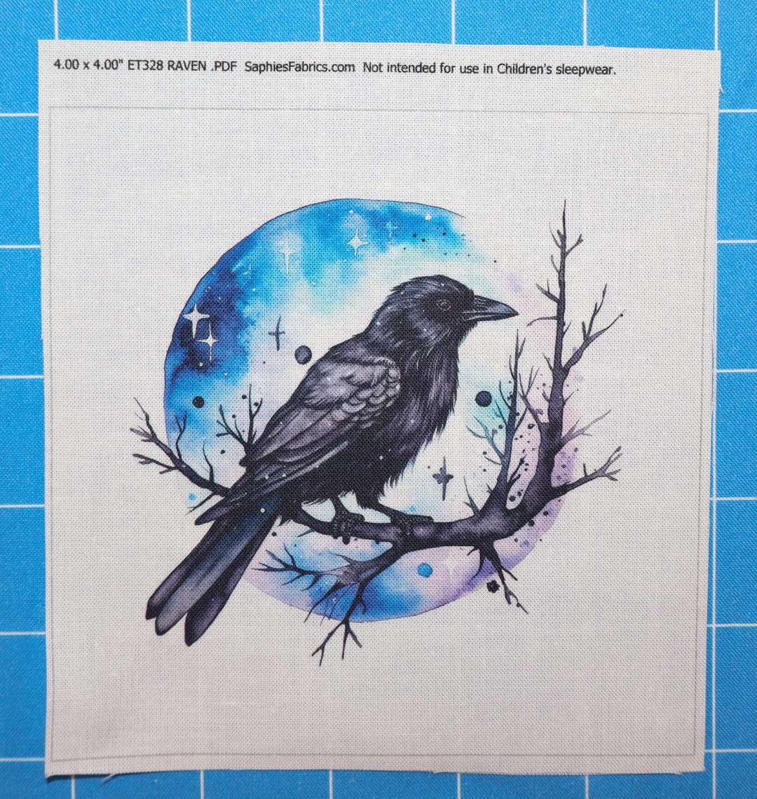 Raven 100% Cotton Fabric Panel Block | Small Sewing Quilting Square ...